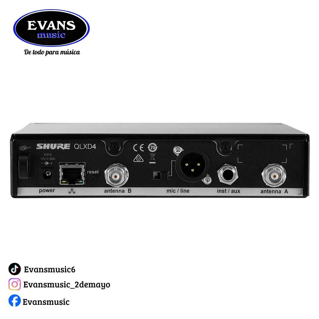 Shure QLXD4 – Receptor Inalámbrico Digital – Banda L50 - Evans Music